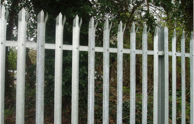 Galvanised Security Palisade Fencing Triple Point W Section Metal
