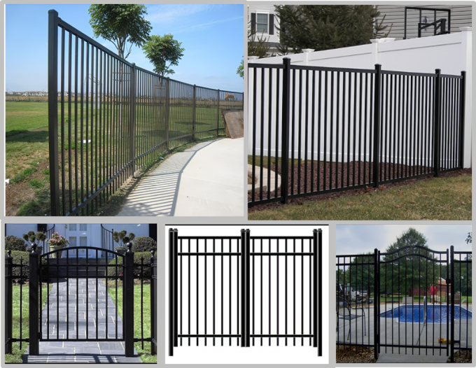 6ft Black Powder Coating Steel Garden Fence Panels Decorative