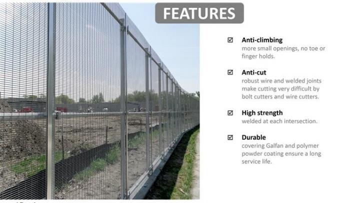 High Strength Anti Climb Fencing Finger / Toe Proof 358 Security Mesh ...