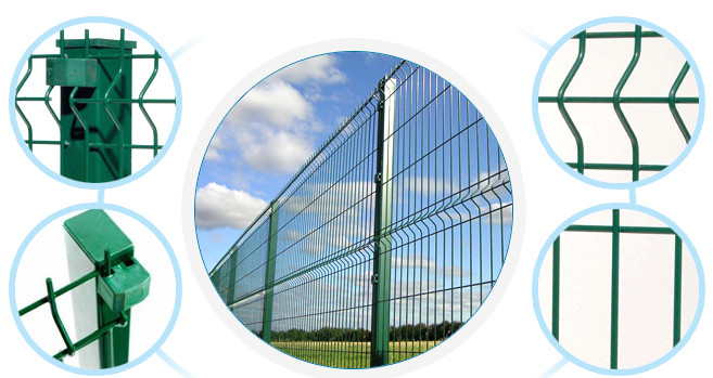 Triangle Bend 8 Ft Tall Fence Panels , 2m Wide Steel Wire Mesh Panels